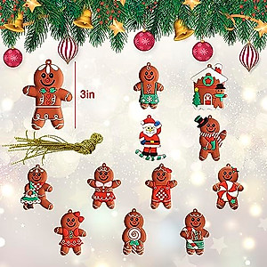 12pcs Christmas Ornaments Cute Santa Claus Xmas Tree Decorations Plastic Figurines Ornaments with Sugar Cookie House for Christmas Tree Hanging Party Ornaments DIY Decor 3 Inch Tall