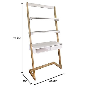 American Trails Freestanding Drawer, Solid American Maple Frame Ladder Desk, Natural Maple&White (New)