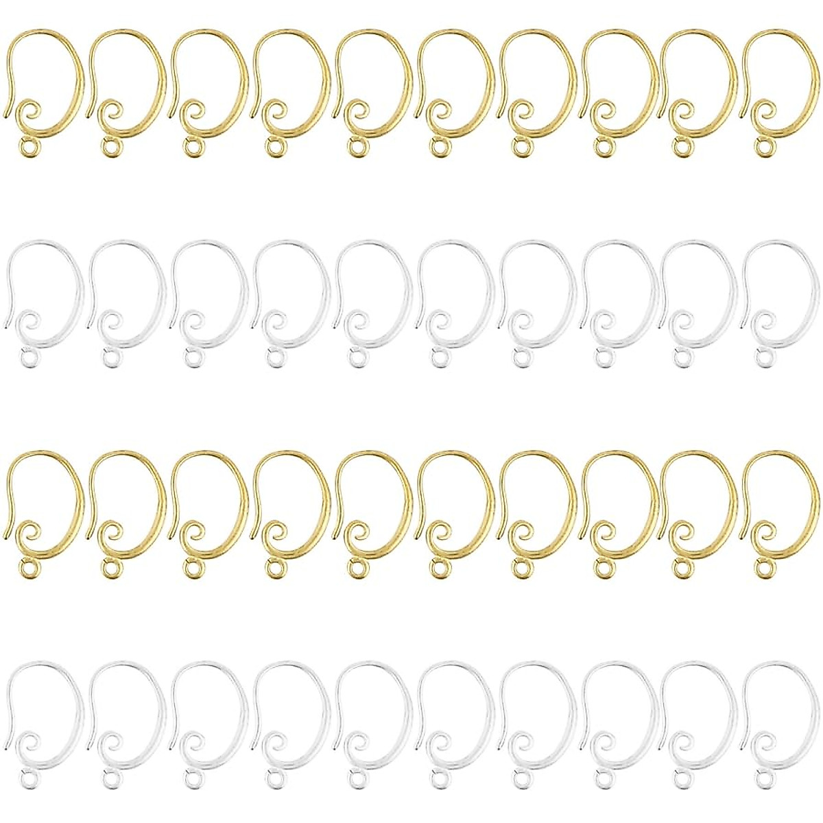 Framendino, 40 Pack 2 Colors Earring Hooks French Earring Hooks Ear Wire with Loops for Earring Dangle Jewelry Findings