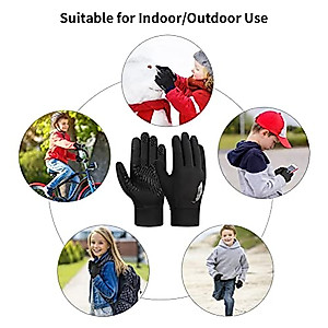 OOPOR Winter Warm Kids Cycling Gloves - Cold Weather Outdoor Bike Running Ski Sports Mittens Aged 4-12 Boys Girls S