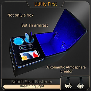 Center Console Armrest Organizer with Wireless Charging Phone Holder & Cup Holders for Car & Minivan & Van Truck Floor Cab Back Bench Seat Storage Box - Black