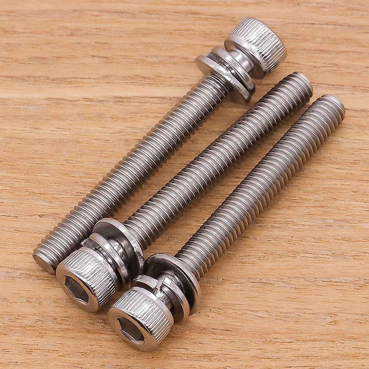 M5 x 40mm 30 PCS Socket Head Cap Screws with Flat Washer and Lock Washers, 304 Stainless Steel 18-8, Bright Finish, Full Thread, DIN912