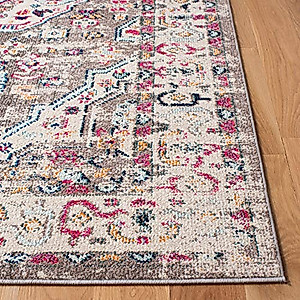 SAFAVIEH Madison Collection 3' x 5' Taupe / Ivory MAD468E Boho Chic Medallion Distressed Non-Shedding Living Room Bedroom Accent Rug