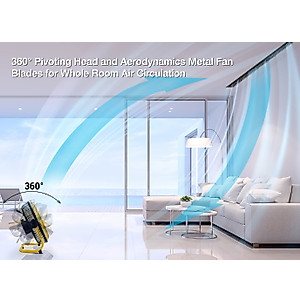 Geek Aire 12" Portable Battery Operated Fan with Metal Blade, 360 Vertical Tilt, 20h Run Time Cordless Fan for Camping Travel Tent Hurricane Home