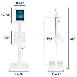 Mount-It! Secure Tablet Floor Stand for iPad, iPad Pro, iPad Air, Samsung Tab A | Anti-Theft Tablet Floor Mount Compatible with 10.2 and 10.5" Tablets | Tablet Kiosk Floor Stand (MI-3770W_G7), White
