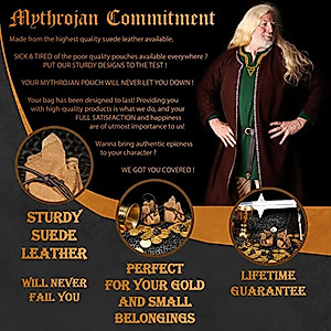 Mythrojan Suede Drawstring Pouches LARP Suede Medieval Trinket Bag Set of 2 Brown