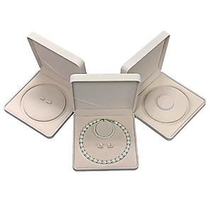 JunningGor Jewelry Velvet Box Pearl Necklace Earring Bracelet Gift Display Case Wedding Jewelry Storage Holder (Beige For Pearl Necklace Earrings Bracelet)