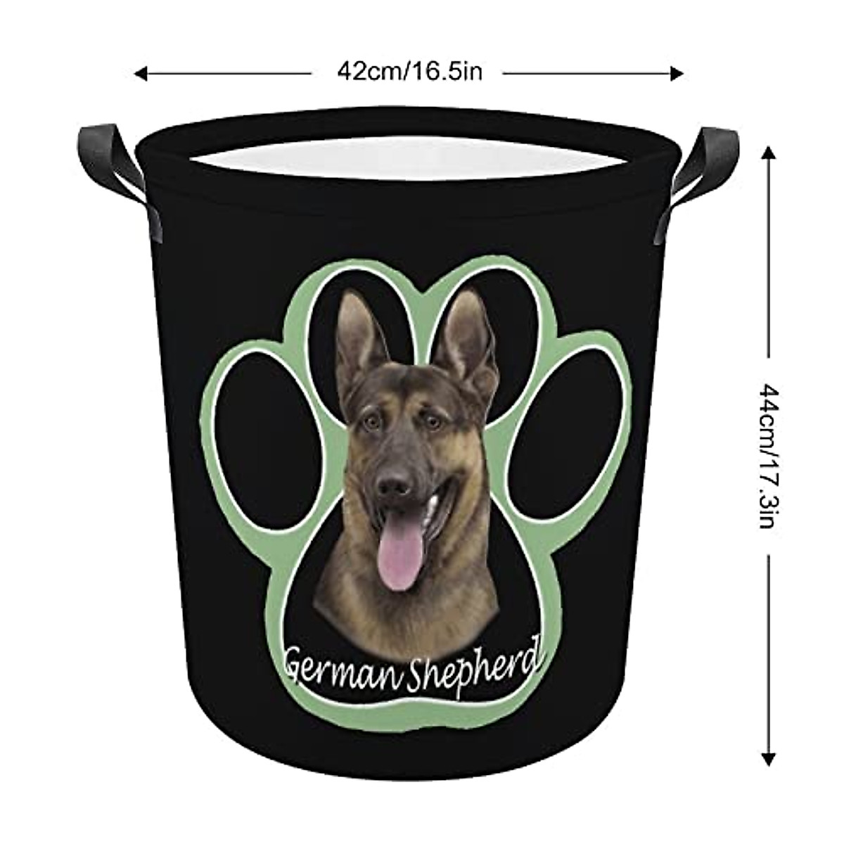 German Shepherd Dog Paw Foldable Laundry Basket Waterproof Hamper Storage Bin Bag with Handle 16.5"x 16.5"x 17"
