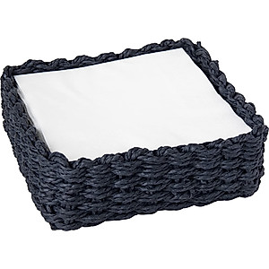 Boston International Woven Basket Napkin Holder Caddy, Lunch Size, Dark Blue