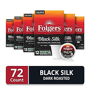 Folgers Black Silk Dark Roast Coffee, 72 Keurig K-Cup Pods