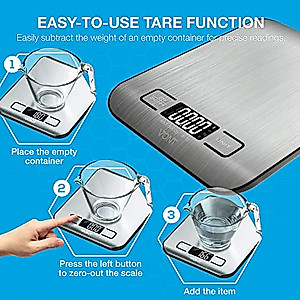 Vont 'Milo' Kitchen Scale, Food Scale, Digital & Mechanical Scale with Beautiful LCD Screen, 6 Measurement Units, Gram Scale Used for Weight Loss, Baking, Cooking, 304 Food Grade Stainless Steel