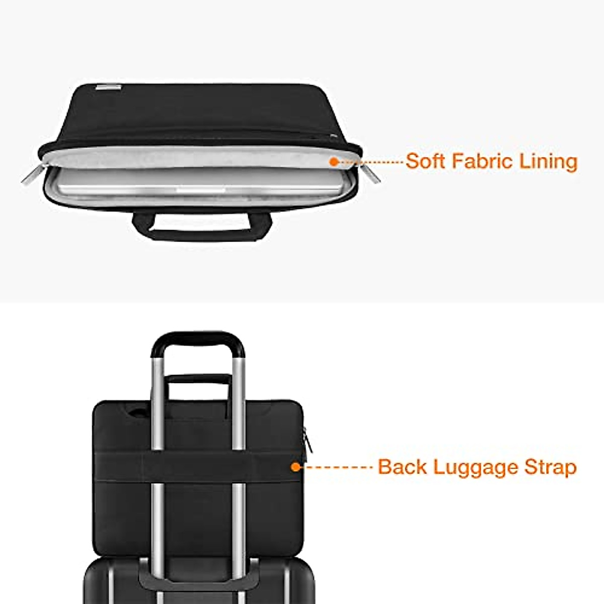 MOSISO Laptop Shoulder Bag Compatible with MacBook Air/Pro,13-13.3 inch Notebook,Compatible with MacBook Pro 14 inch 2023-2021 A2779 M2 A2442 M1, Polyester Sleeve with Back Trolley Belt, Black