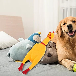 NUOBESTY Yellow Rubber Chicken Novelty Screaming Chicken Prank Yellow Rubber Squawking Chicken Noise Maker Funny Rubber Chicken Pet Toy, 6 Pack