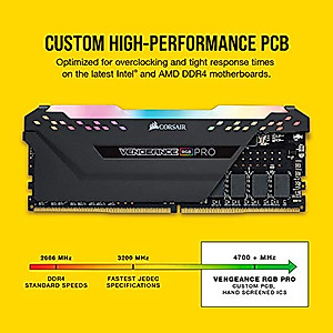Corsair VENGEANCE RGB PRO DDR4 32GB (2x16GB) 3600MHz CL18 Intel XMP 2.0 iCUE Compatible Computer Memory - Black (CMW32GX4M2D3600C18)