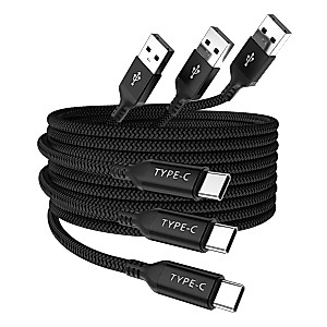 Elebase USB Type C Charger Cable 3 Pack 1.5/3.3/6.6FT,Charging Cord for Samsung Galaxy A02s A03s,A12 A13,A21 A22 A23,A31 A32 A33,A41 A42,A52 A52s A53 A54,A71 A72 A73,Note 10 20,S21 S22 S23 S24