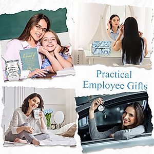 Domensi 7 Pcs Christmas Thank You Gift for Women 12 oz Stainless Steel Tumbler Makeup Bag Keychain Journal Ballpoint Pen for Thanksgiving Team Staff Coworker Volunteers(Blue)