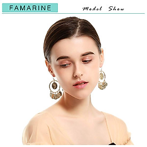 Vintage Tribal Chandelier Portrait Coins Drop Dangle Earrings for Women Costume Jewelry Gold