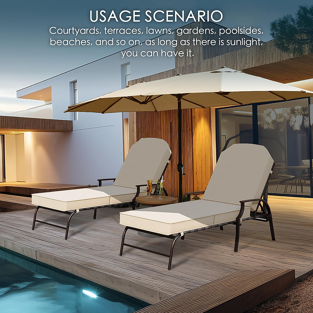 Kozyard Maya Chaise Lounge - Outdoor Patio Recliner Chair, Comfortable Patio Lounge Chair, Elegant Chaise Lounge Chair for Relaxation, Perfect Outdoor Recliner Chair (Tan)