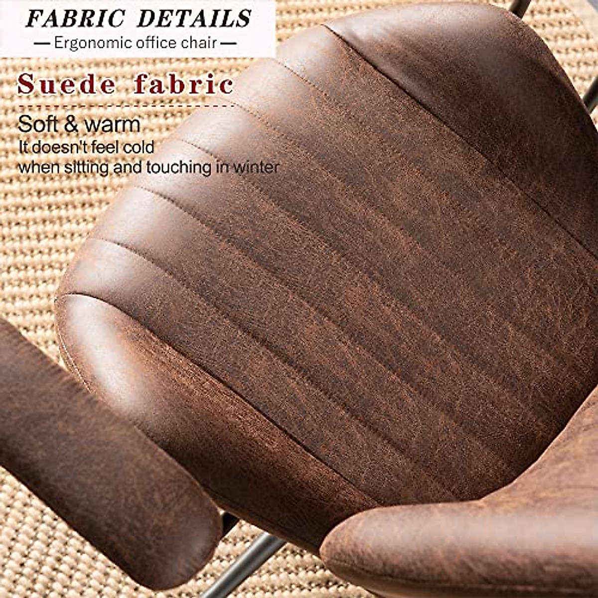 ovios Ergonomic Office Chair Modern Computer Desk Chair Suede Fabric Desk Chair with Armrests for Executive or Home Office (Dark Brown)