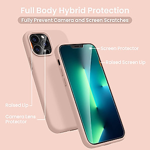Cordking Designed for iPhone 12 Pro Max Case, with 2 Screen Protectors + 2 Camera Lens Protectors, Shockproof Silicone Phone Case with Microfiber Lining, Pinksand