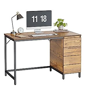 CubiCubi Computer Desk with 4 Drawers, 47 Inch Home Office Desk with Storage, Modern Study Writing Desk for Bedroom,Fir