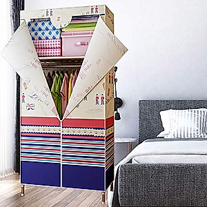 IULJH Simple Wardrobe Assembly Nonwoven Dustproof Proof Bedroom Storage Organizer Zipper Clothing Closet for Home Furniture