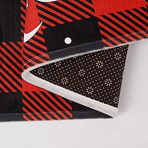 ASPMIZ 2 Pcs Christmas Buffalo Plaid Kitchen Rugs and Mats Set, Absorbent Winter Snowflake Kitchen Mat Cushioned Anti Fatigue, Xmas Decorative Area Rug Set of 2 Washable, 17'' x 47'' + 17'' x 30''