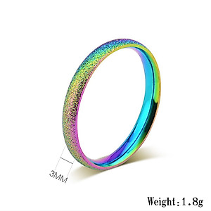 Fashion Month 3mm Stainless Steel Sand Blast Finish Rainbow Gay Lesbian Wedding Band Engagement Domed LGBT Pride Ring Size 5