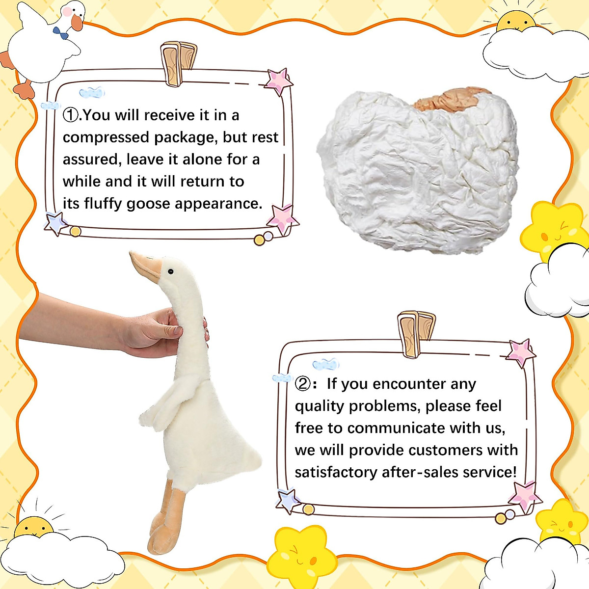 Goose Stuffed Animal 15.7 Inch, Soft Duck Plush Toys, Cute Swan Hugging Pillow for Boys, Girls and Kids Party Favors for Adults and Children to Cuddling, Sleeping and Room Decoration