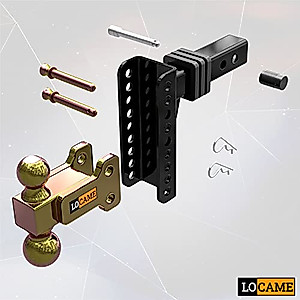 LOCAME Trailer Hitch, Fits 2-Inch Receiver, 6-Inch Drop/Rise Drop Hitch , Class 3 Tow Hitch for Heavy Duty Truck with Double Pins, LC0010