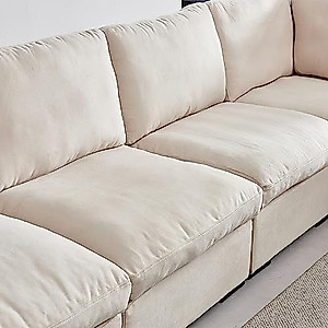 YUNLife&Home Free Combination Modular Sectional Sofa with Reversible Chaise,Down Filled Upholstered U-Shaped 6-Seat Corner Couch w/Moveable Ottoman,Comfy Oversized Sofá for Living Room