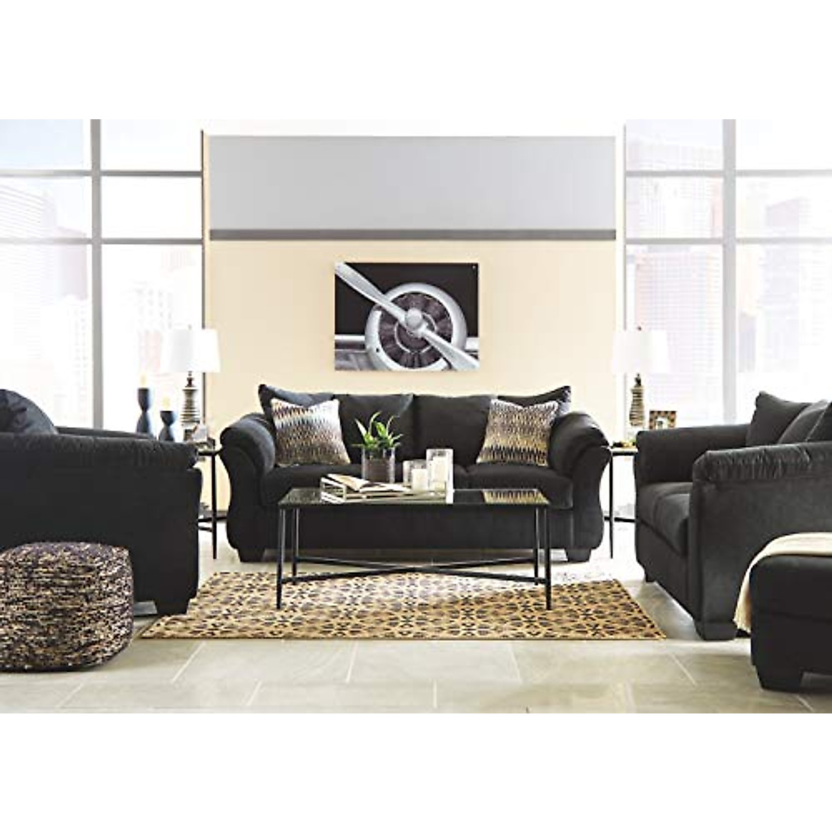 Signature Design by Ashley Darcy Classic Contemporary Sofa, Black