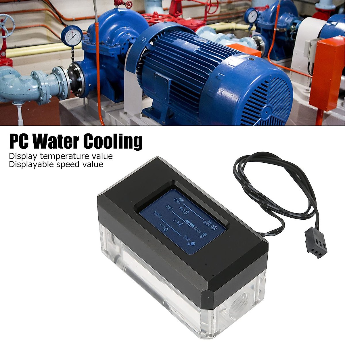 PC Water Cooling Thermometer, Smart LCD Speed Temperature Detect, PC G1/4 Thread Water Cooling System Temperature Meter for Computer Laptop