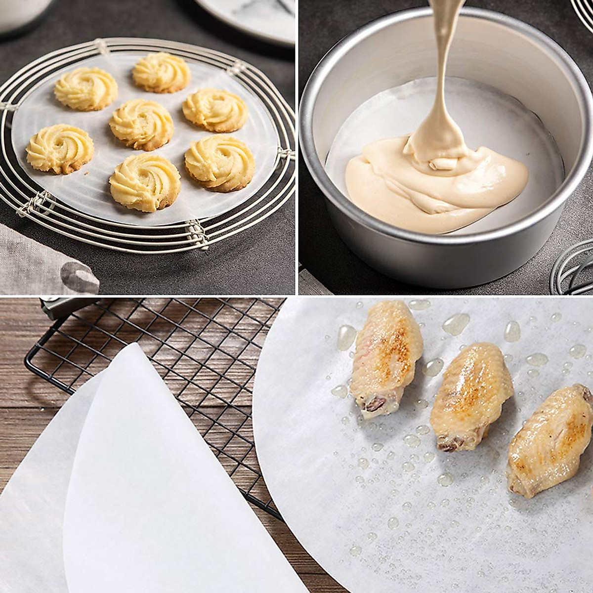 Parchment Paper Rounds, Set of 200, Non Stick 6 Inch Baking Parchment Paper/Parchment Baking Circles for Springform Pan, Tortilla Press and so on(4.5/5.5/7/8/9/10/12inch Available)