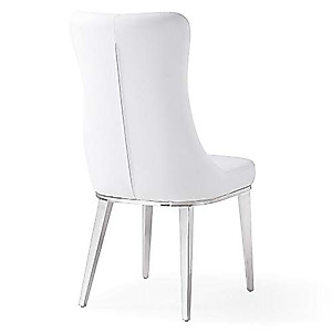 Zuri Furniture Modern Norma Dining Chair - White with Polished Stainless Steel Base