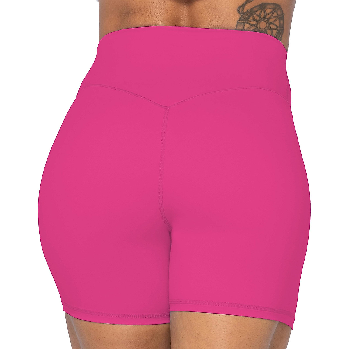 Sunzel Women's Biker Shorts in High Waist Tummy Control with No Front Seam 5" Hot Pink Medium