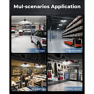 Plug in Garage Light, 200W 20000LM Linkable LED Shop Light w/Pull String(ON/Off), Garage Ceiling Light w/ 9.84ft Power Cord, 6500K LED Lights for Garage, Workshop, Warehouse, Barn, Attic