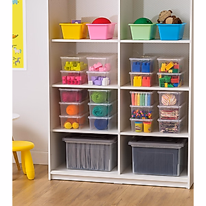 IRIS USA 5.9 Qt. Plastic Storage Container Bin with Latching Lid, Stackable Nestable Shoe Box Tote Shoebox Closet Organization School Art Supplies - Clear, 20 Pack