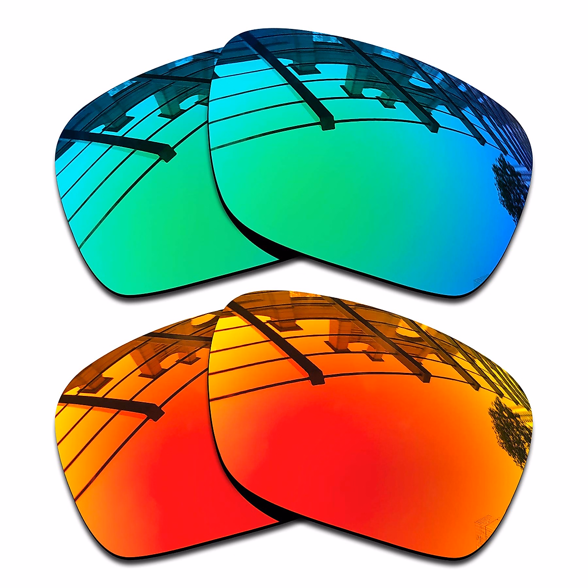 SEEABLE Premium Polarized Mirror Replacement Lenses for Oakley Scalpel OO9095 Sunglasses - Jade Mirror+Fire Orange Mirror
