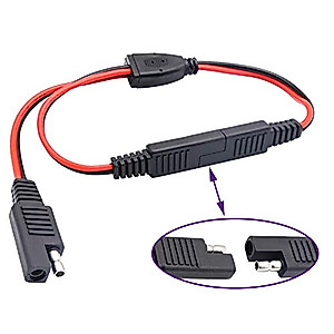 AAOTOKK SAE Y Splitter Adapter Cable SAE 1 to 2 SAE DC Power Automotive Extension Cable 2 Pin Quick Connect Disconnect Plug SAE Connector 18AwG Wire for Solar Panel Charging(30 cm-Red Black)