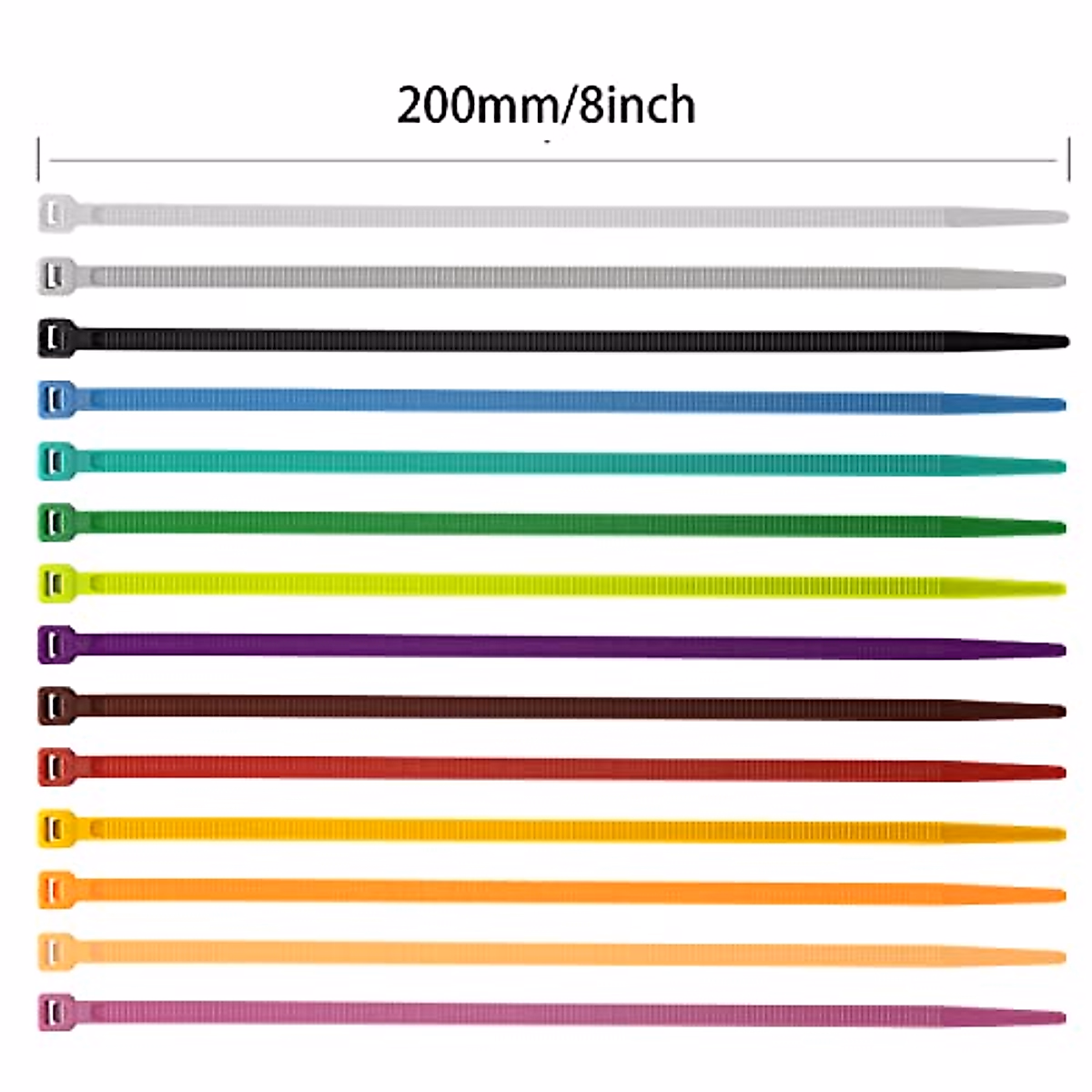 XINGO 100PCS Cable Zip Ties Heavy Duty, Premium Nylon Plastic Wire Ties with 50 Pounds Tensile Strength, Self-Locking Black Nylon Zip Ties for Indoor and Outdoor (8 inch, Blue)