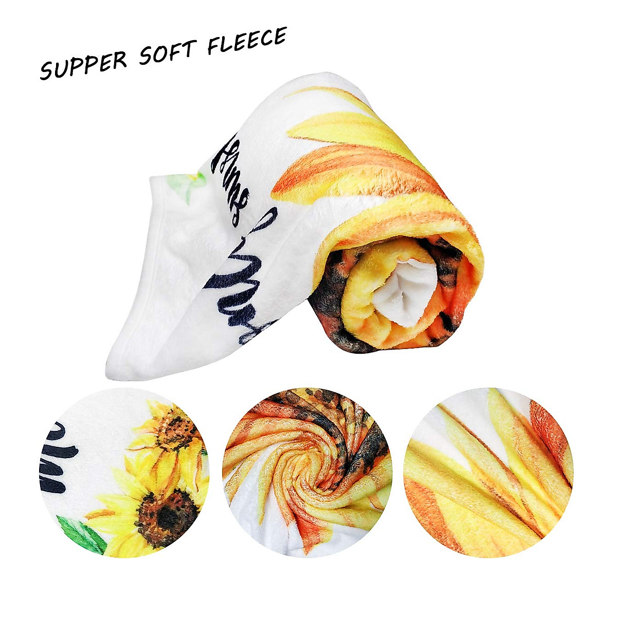 Baby Monthly Milestone Blanket Girl - Sunflower Newborn Month Blanket Personalized Shower Gift Floral Nursery Decor Flower Photography Background Prop with Frame Headband Large 51''x40''