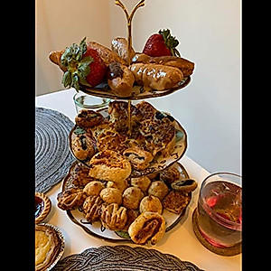 3-Layer Ceramic Cake Stand Dessert Plate Cupcake Fruit Candy Display Tower, Flower Dessert Stand, Children's Birthday Tea Party Baby Shower Serving Tray Small