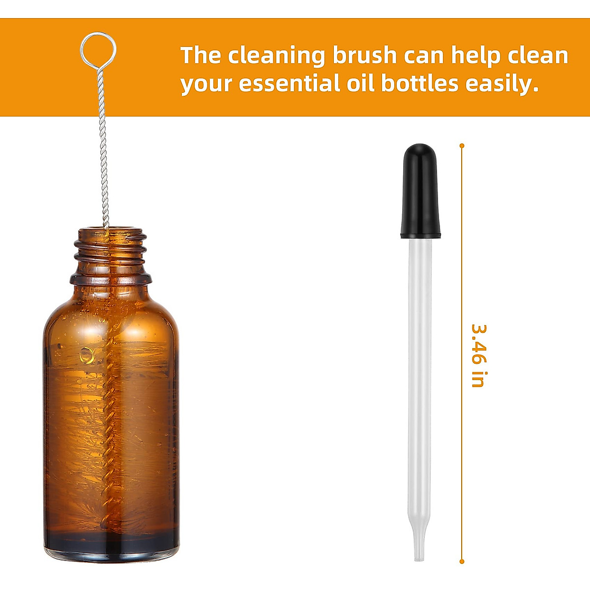 Fashionwu Dropper Bottle 1 oz, 24 Pieces Eye Dropper Bottle, 30ml Amber Glass Bottle for Essential Oils, Liquids, Essential Oil Dropper Bottle with 3pcs Stainless Steel Funnels, Long Glass Dropper