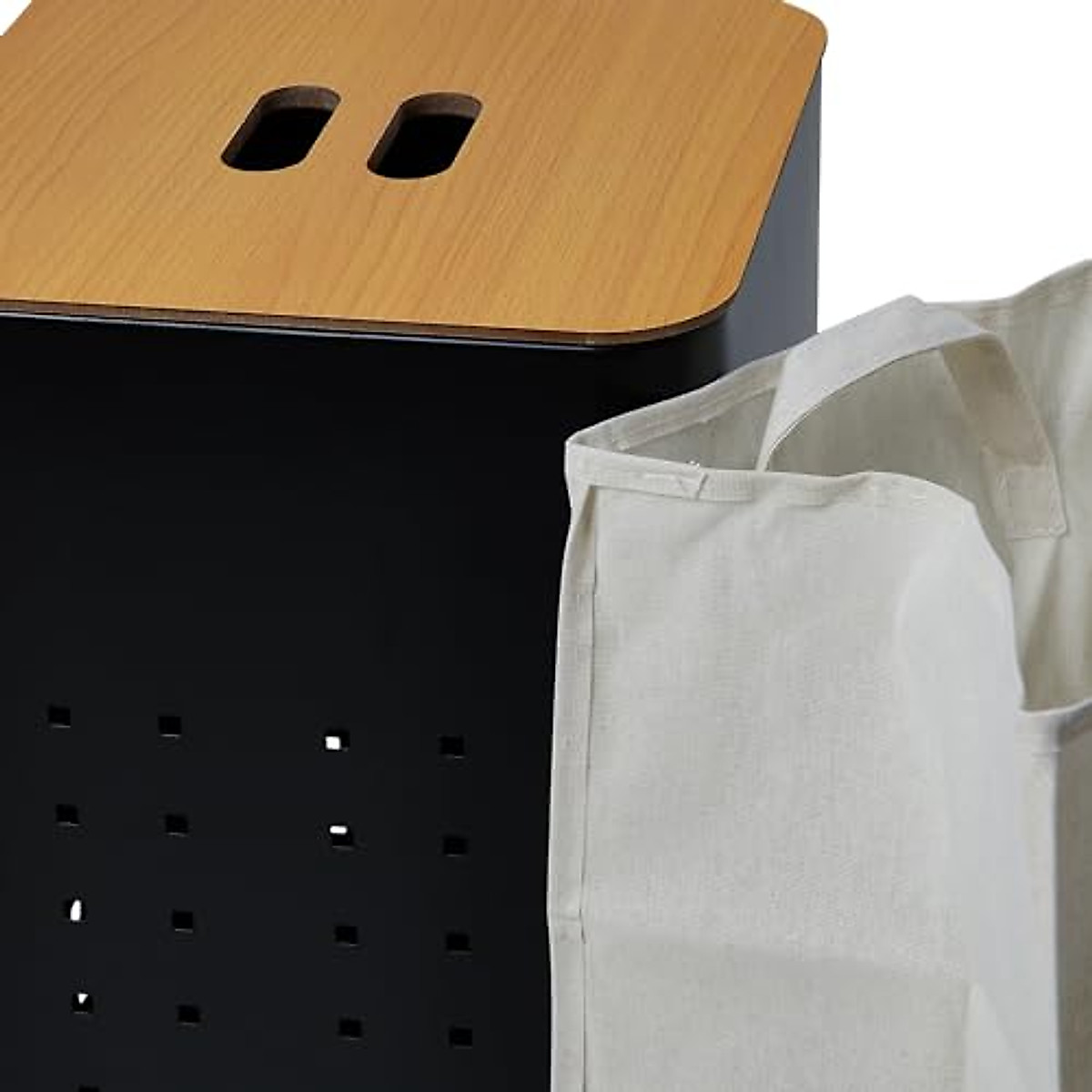 Household Essentials Black Steel Laundry Hamper with Lid, Matte