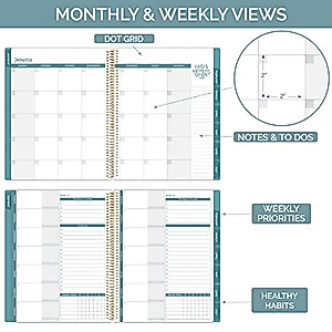 bloom daily planners All in One Ultimate Monthly & Weekly Undated Calendar Planner, Notebook, Sketch Book, Grid Pages, Coloring Book and More! 9" x 11" - Interchangeable Cover