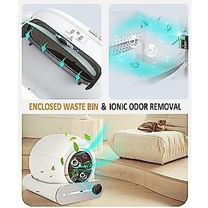 Self Cleaning Cat Litter Box, Automatic Cat Litter Box with APP Control, Works with Any Clumping Litter, Large Capacity/Isolation Odor/Safe Alert/Smart Health Monitor for Multiple Cats