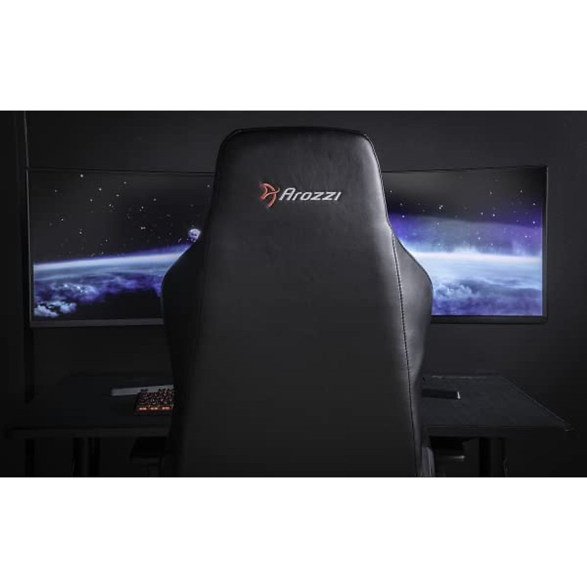 Arozzi - Vernazza Premium PU Leather Ergonomic Gaming/Office Chair with High Backrest, Recliner, Swivel, Tilt, Rocker, Adjustable Height & Adjustable Lumbar & Neck Support - Black - Red Accents