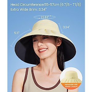 BENEUNDER Sun Hat Womens, Adjustable Wide Brim Bucket Hat with Vinly UPF50+ UV Protection for Beach, Summer Travel, Brown