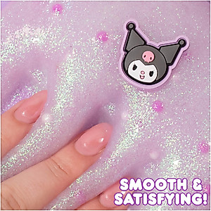 Kuromi SLIMYGLOOP Jar, 8 oz Purple & White Cake-Scented Slime, Includes Beads & Kuromi Charm, Sanrio Stuff, Hello Kitty Merch, Sanrio Slimes